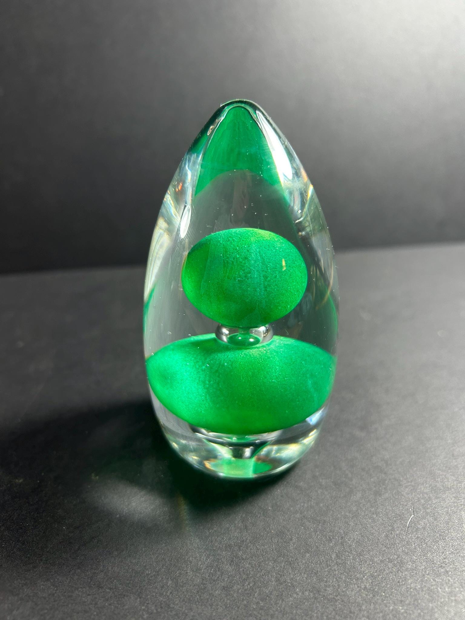 Vintage Paperweight Art Glass Green and Clear Atomic Modernist - Etsy