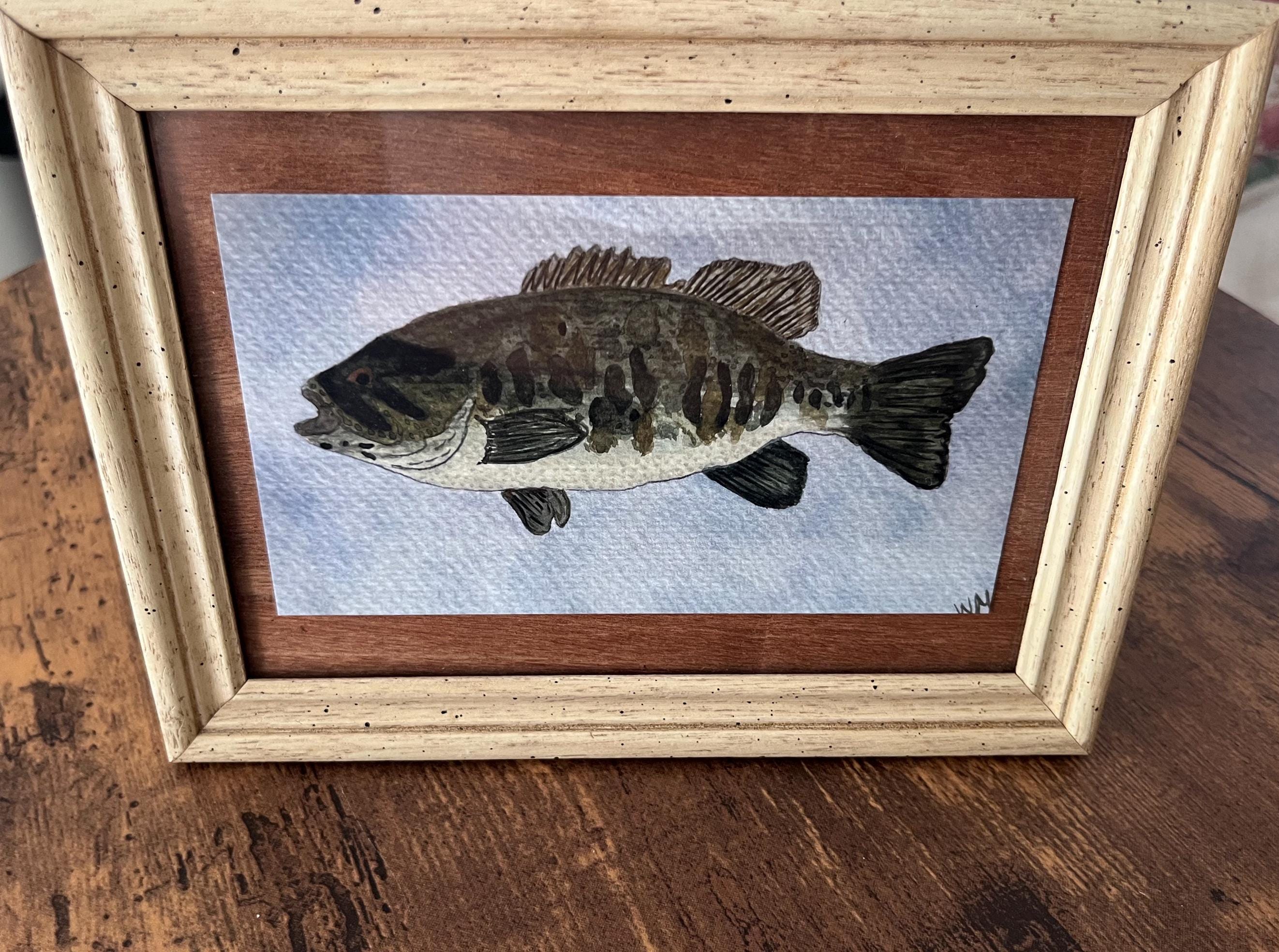 Hand-painted Watercolor Green Bass - Etsy