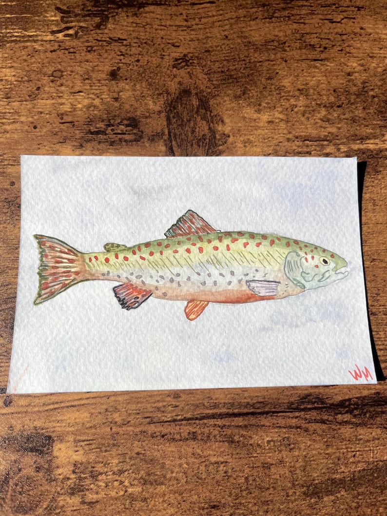 Hand-painted Watercolor Brook Trout - Etsy