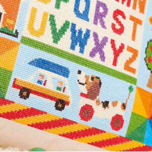 Retro Toys Sampler, ABC, Toy Town Cushion, Cross Stitch Chart, PDF ...