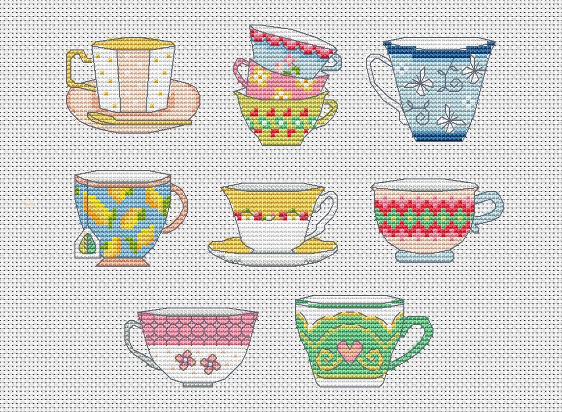 Pretty Teacups Set of Eight Plus ABC and Numbers Tea Party | Etsy