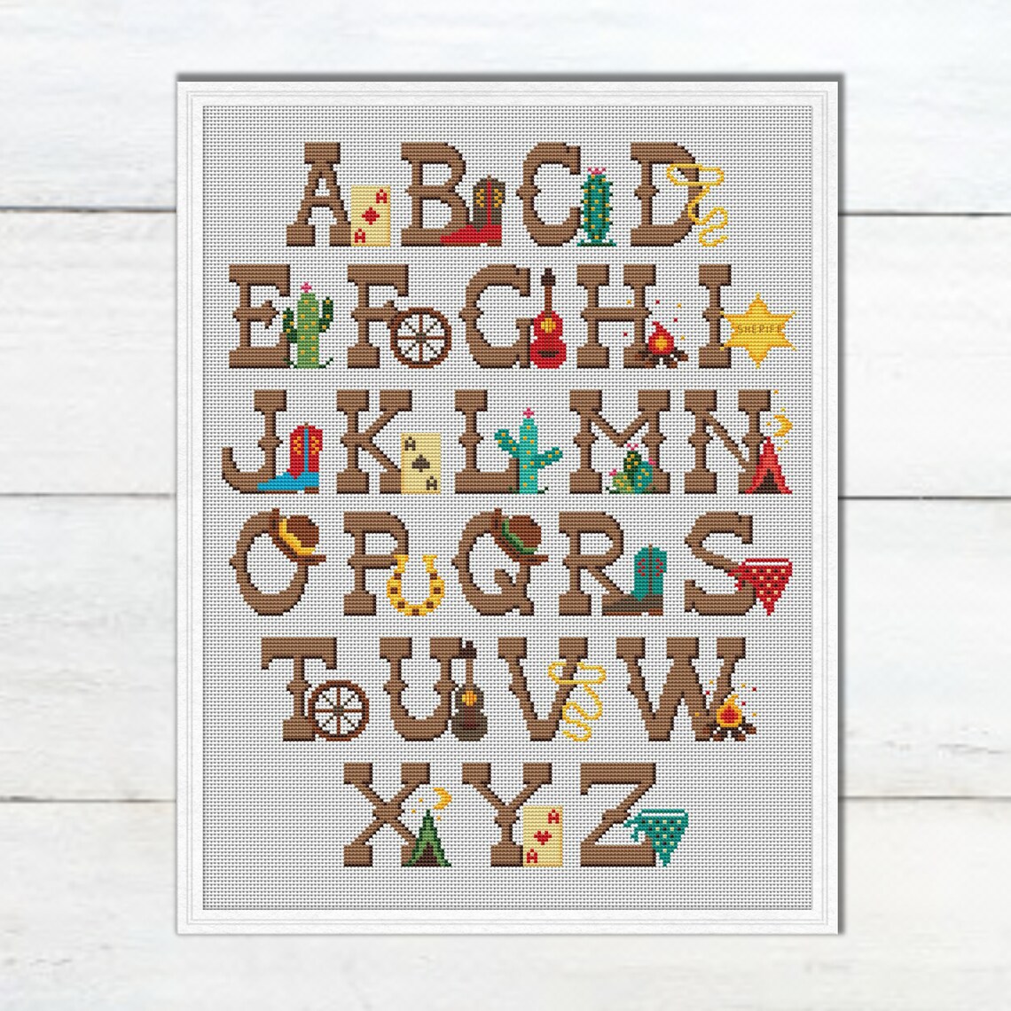 Cowboy ABC cross stitch chart Wild West alphabet PDF | Etsy