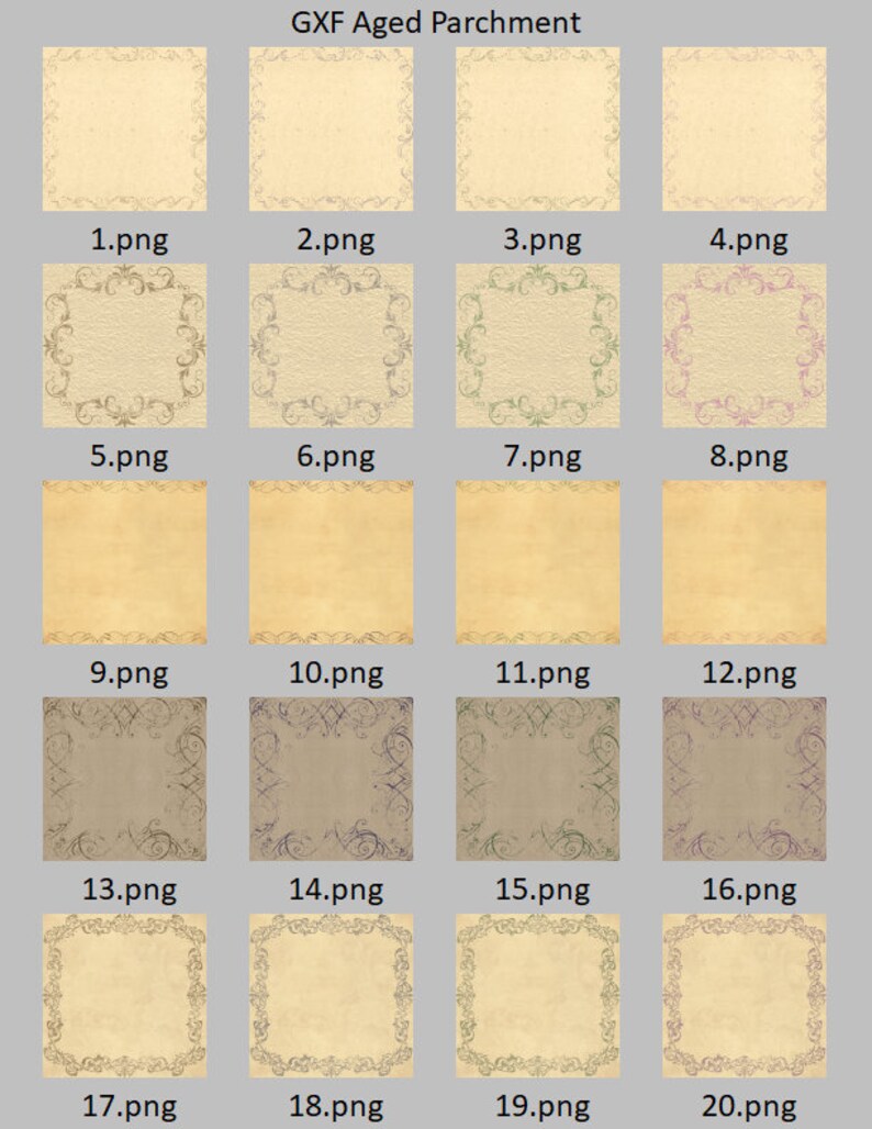 Aged Paper Digital Scrapbook Papers 20 Parchment Paper Backgrounds, 4 ...