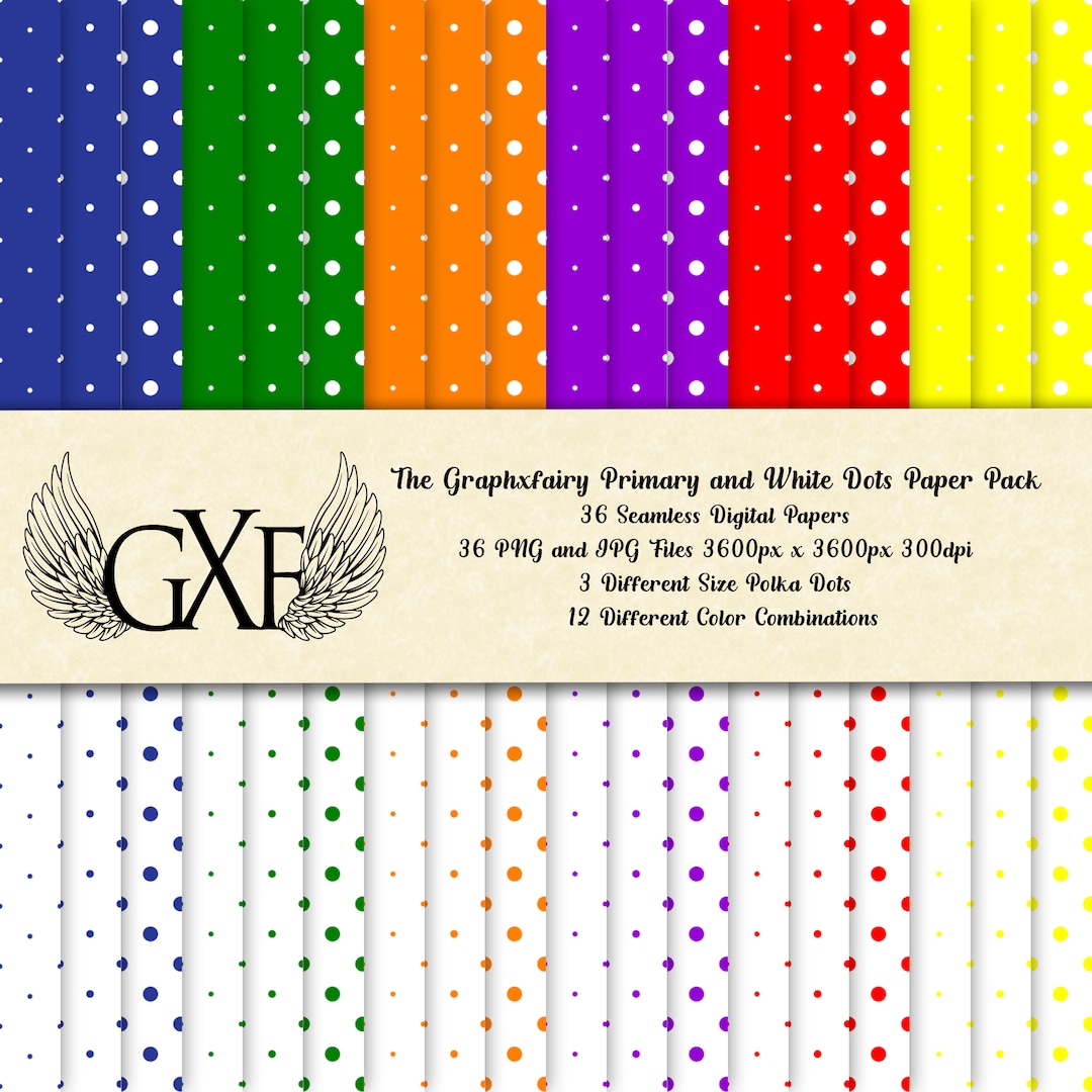 Primary Color Polka Dot Digital Paper: Seamless Scrapbook Backgrounds ...