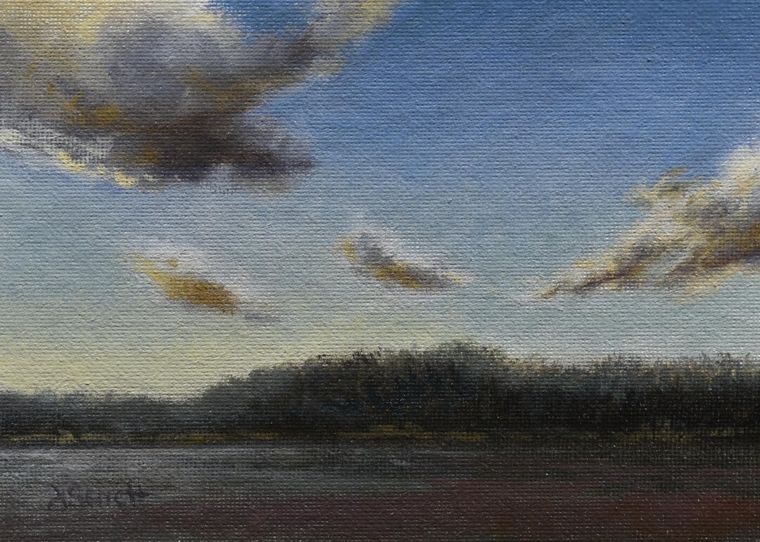 Fading Light Oil Painting: Lake Landscape, En Plein Air (5x7 Inch) - Etsy