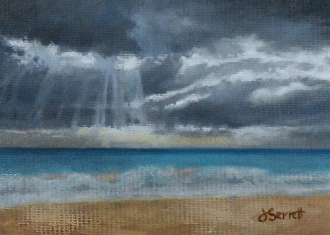 Caribbean Ray, Original Oil Painting Seascape, En Plein Air, Pochade ...