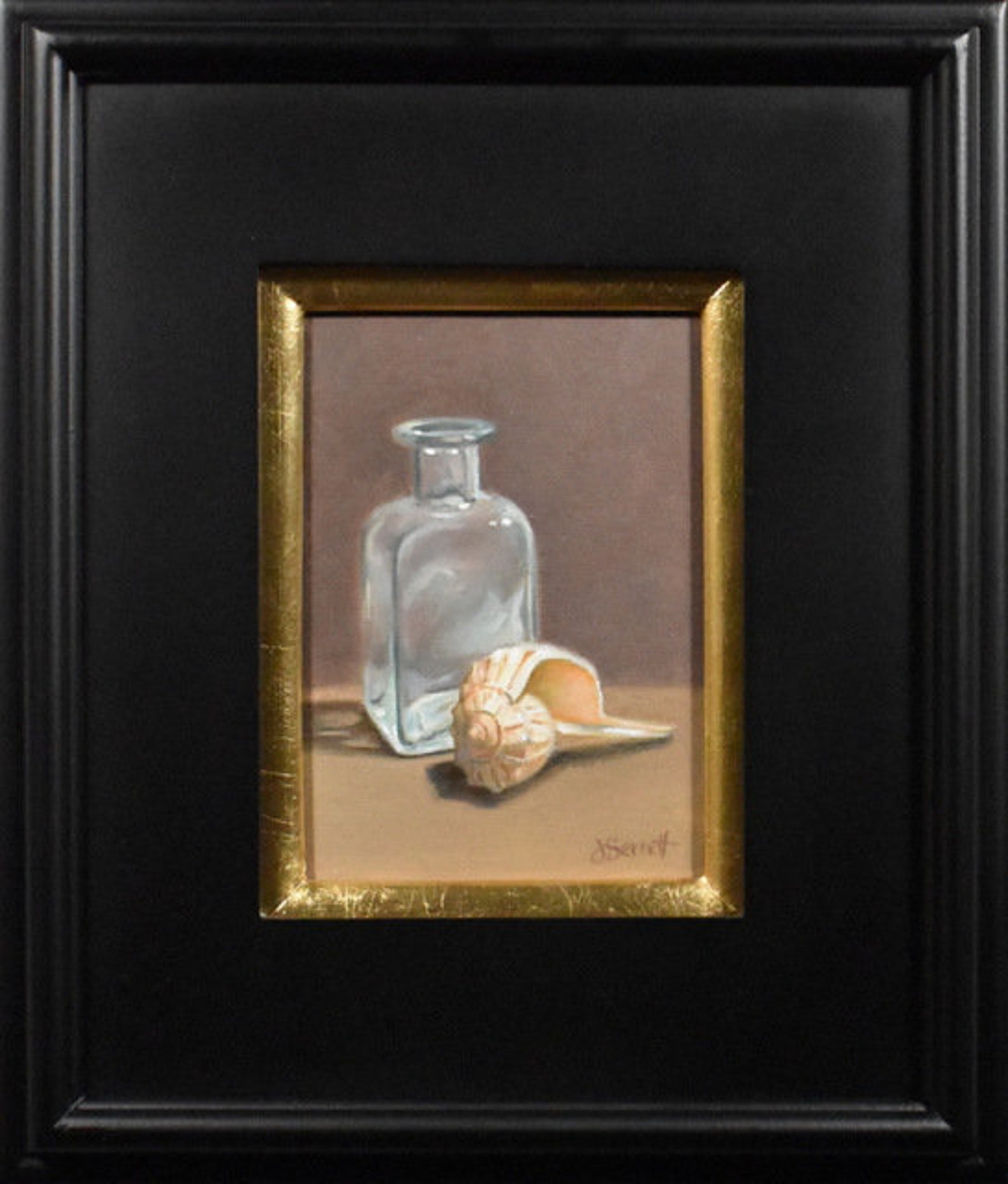 Bottle and Shell_still Life_original Oil Painting_wood Frame - Etsy