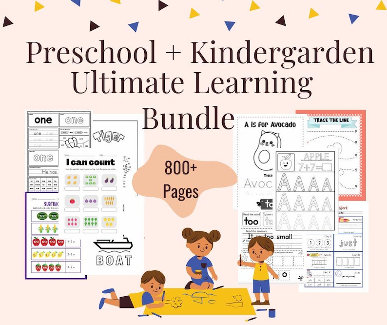 Preschool Kindergarten Learning Bundle: 800+ Activity Pages (PDF) - Etsy