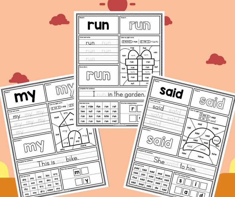 Preschool Pre-k + Kindergarten Sight Words Worksheets Bundle | +200 ...