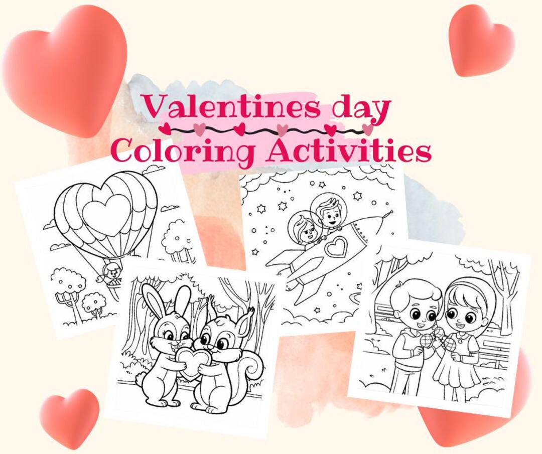 Valentine Coloring Pages for Kids | Heart Designs (PDF) - Etsy