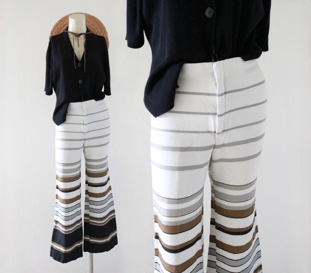 70's Stripe Trousers - 25.5 - Vintage Womens Extra Small XS Boot Cut ...