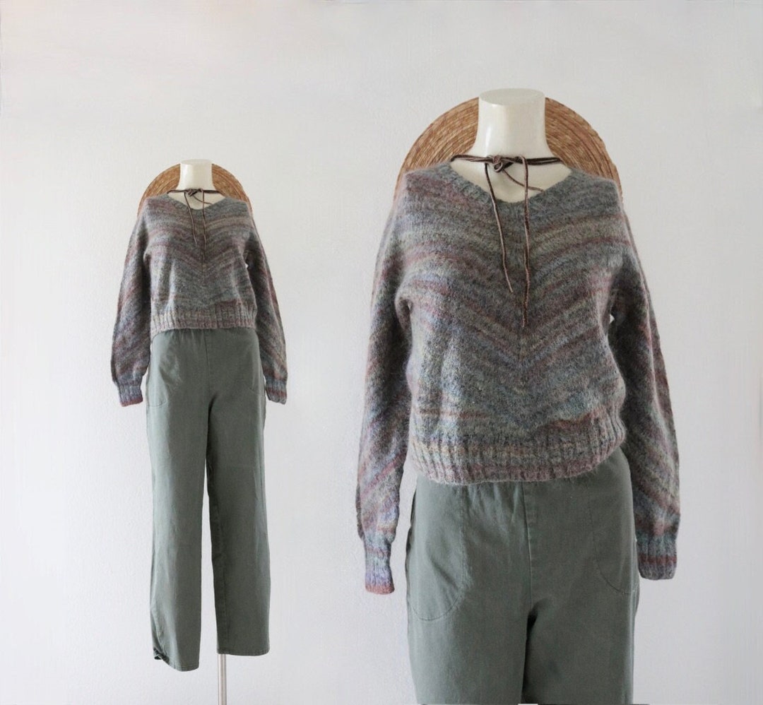 Wool Crop Sweater Xs Womens Vintage 90s Mohair Angora Mohair Long ...