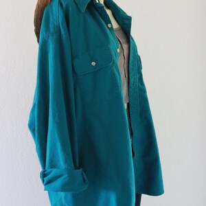 Teal Cotton Flannel Shirt-jacket Vintage 90s Shacket Shackets Green ...