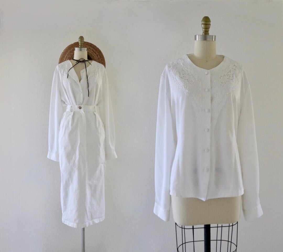 White Cutwork Blouse Xl See Details - Etsy