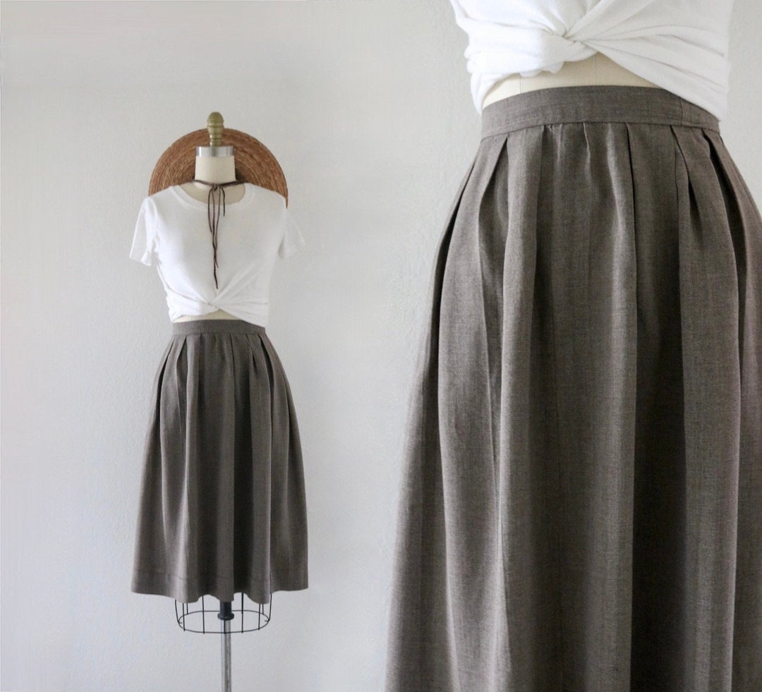 Woven Walnut Library Skirt 31 Vintage 60s 70s Brown Full - Etsy