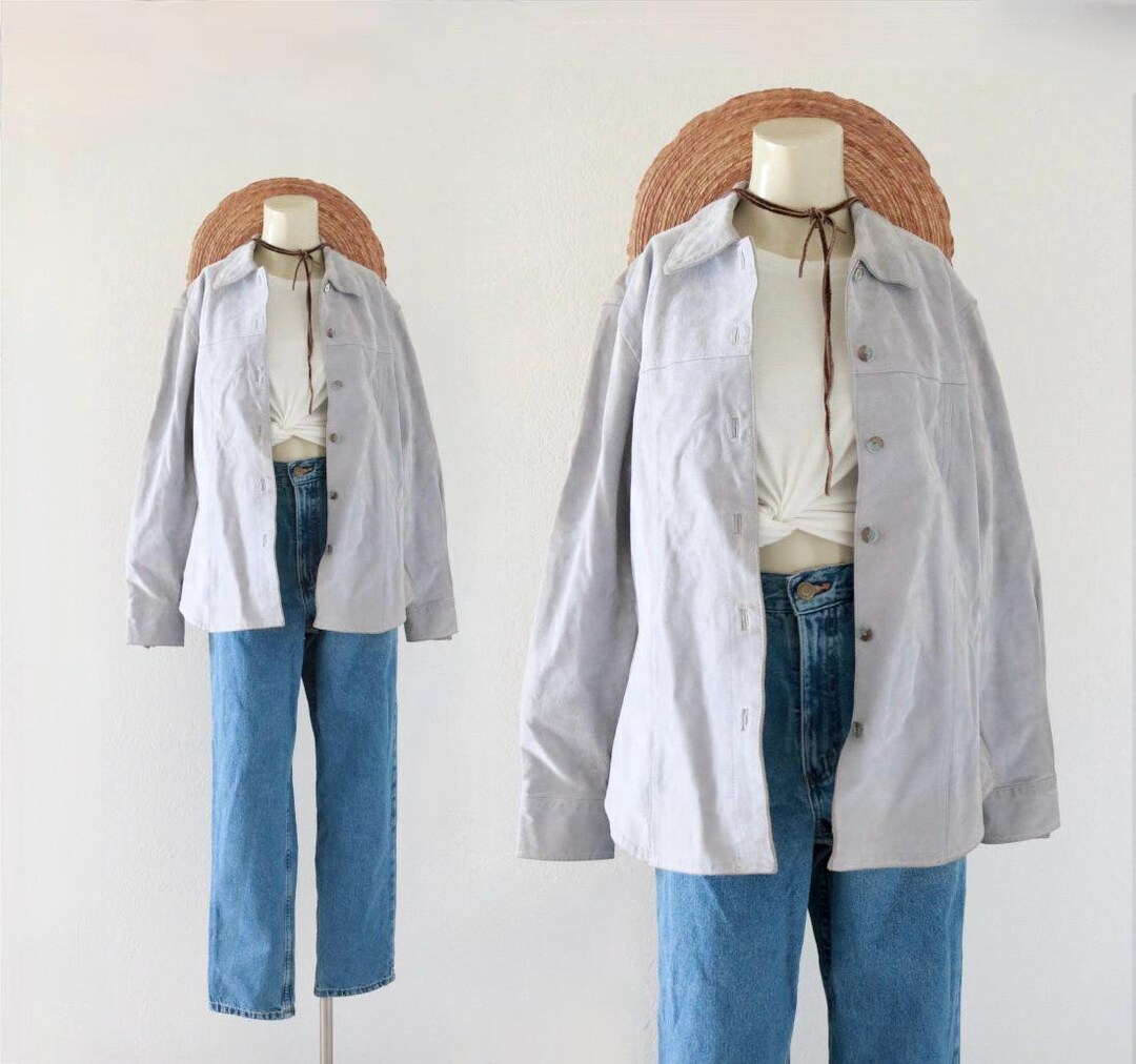 Worrrn Cornflower Suede Leather Shacket M READ Description Vintage 90s ...