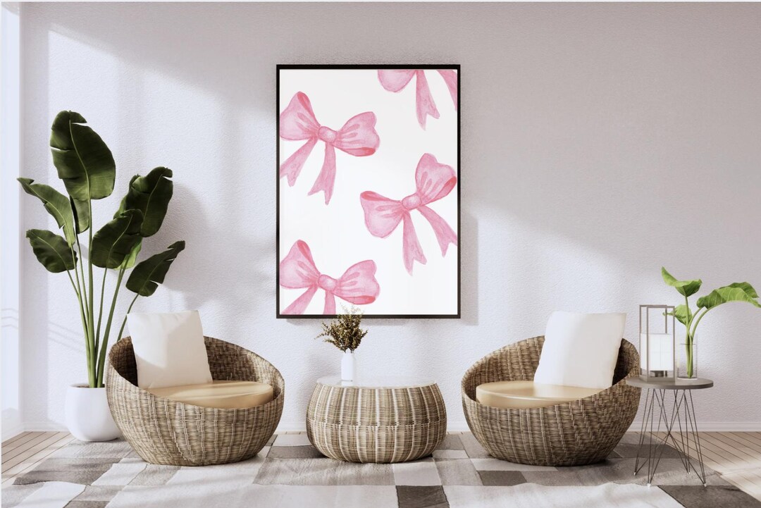 Aesthetic Pink Bow Coquette Poster - Elegant Minimalist Wall Art ...