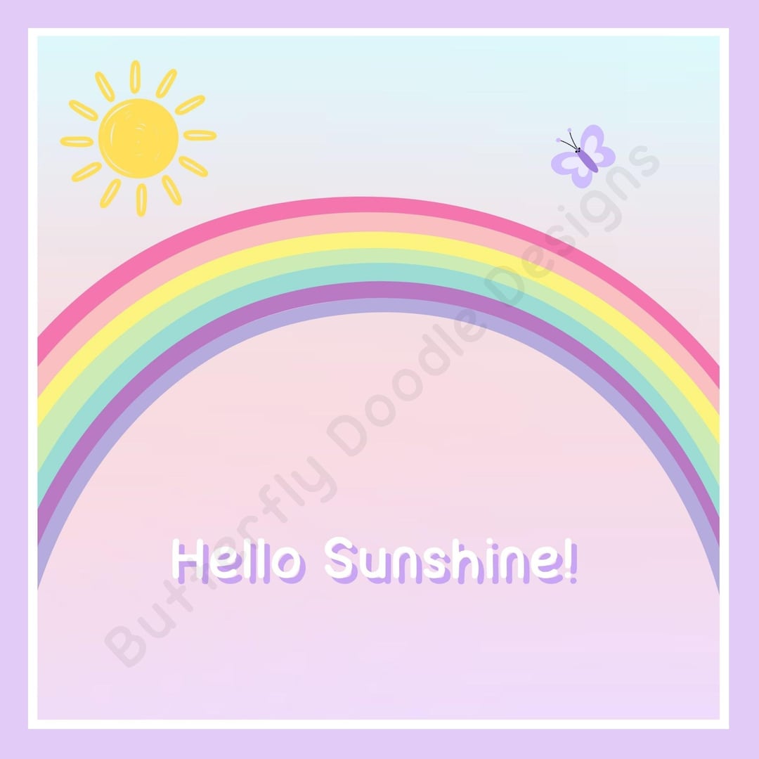 Hello Sunshine Printable Wall Art | Pastel Rainbow Nursery Decor | Cute ...