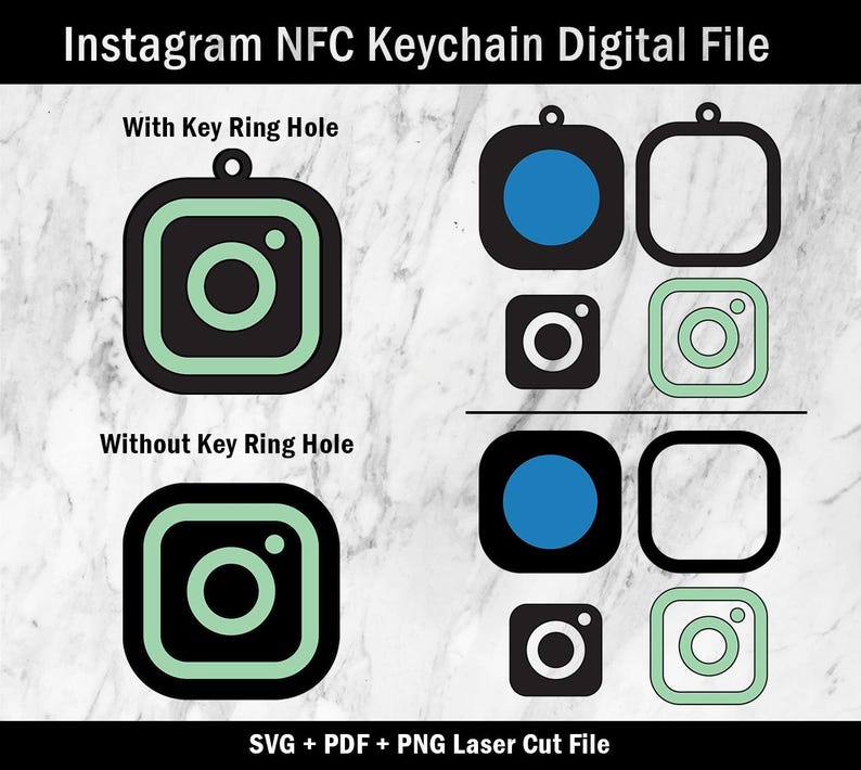 Social Media NFC Keychain Laser Cut File | Social Media NFC Tag - Etsy
