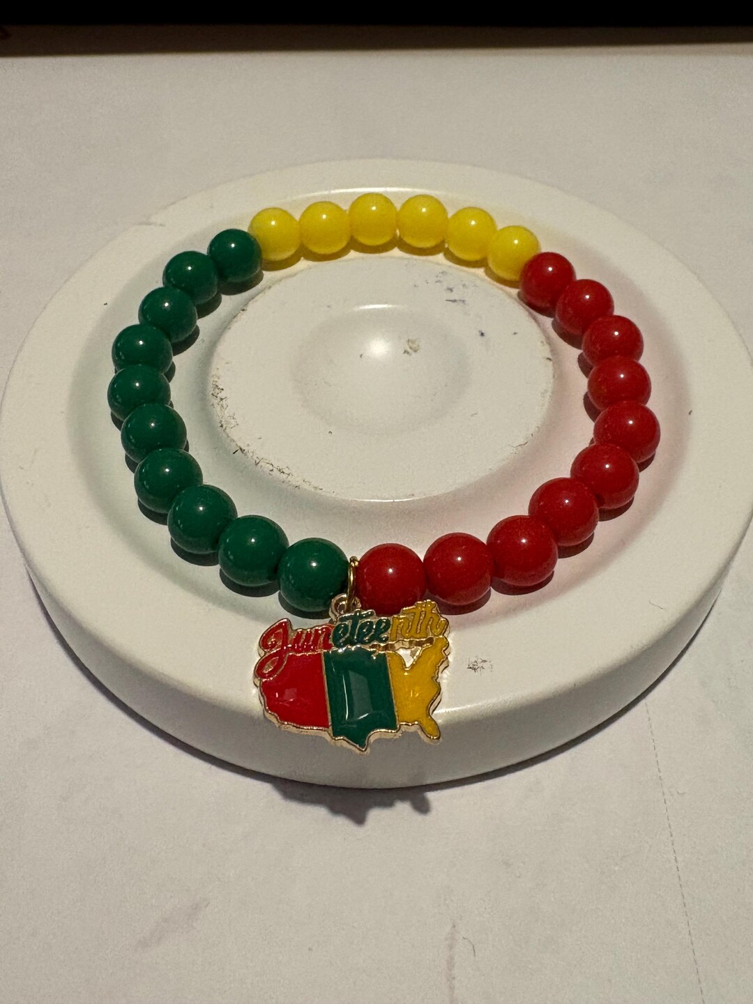 Juneteenth Beaded Bracelet With Charm - Etsy
