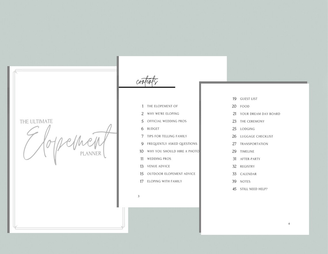 Elopement Planner PDF Wedding Planner Elopement Planning - Etsy