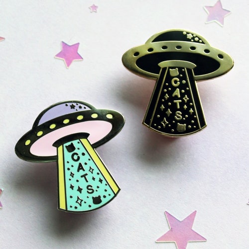 Cats Abduction Hard Enamel Pin Aliens UFO | Etsy