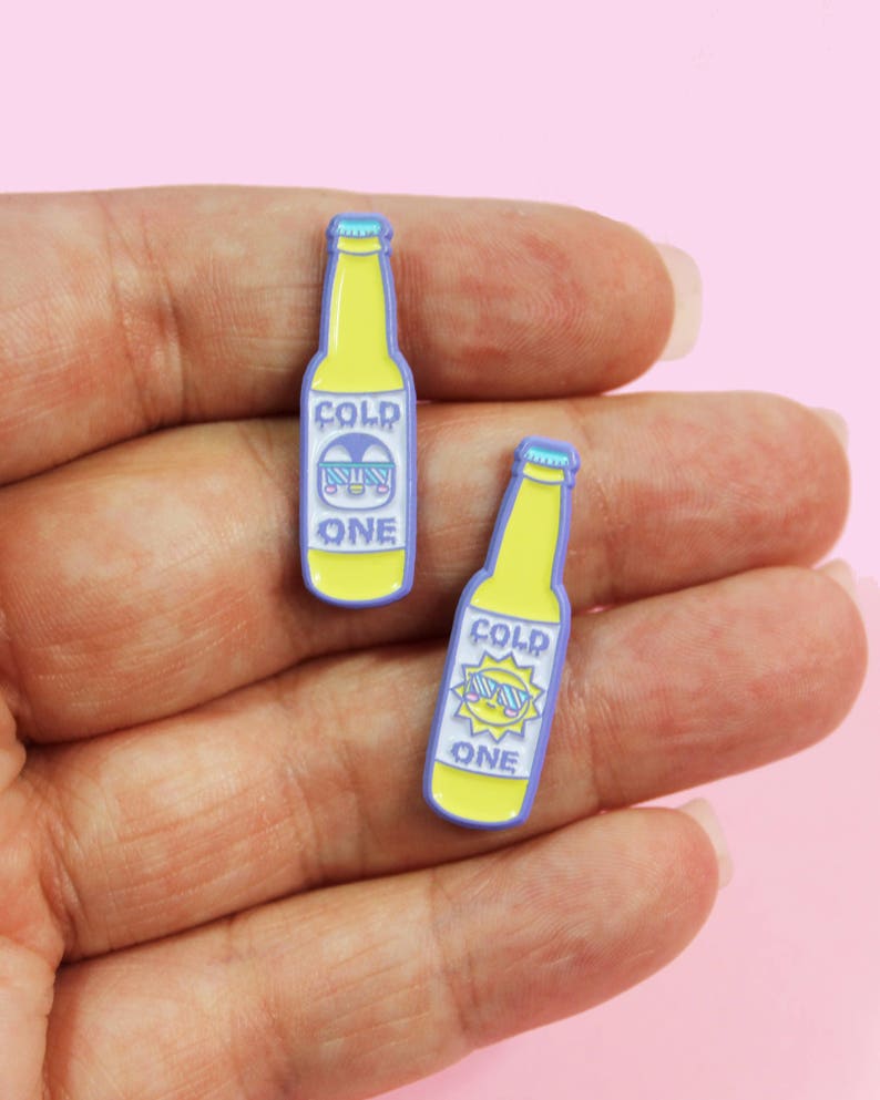 Cold One Beer Soft Enamel Pins Sun & Penguin | Etsy