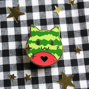 Watermelon Cat Catermelon Hard Enamel Pin - Etsy