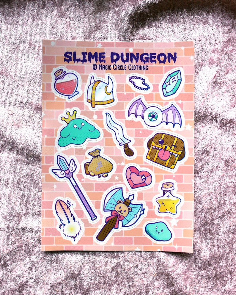 Slime Dungeon Sticker Sheet Slime Prince Mimic Puppy Teddy - Etsy