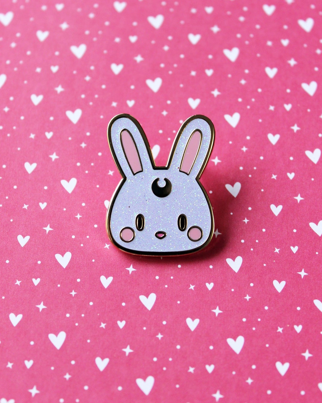 White Glitter Kawaii Usagi Bunny Rabbit Hard Enamel Pin - Etsy