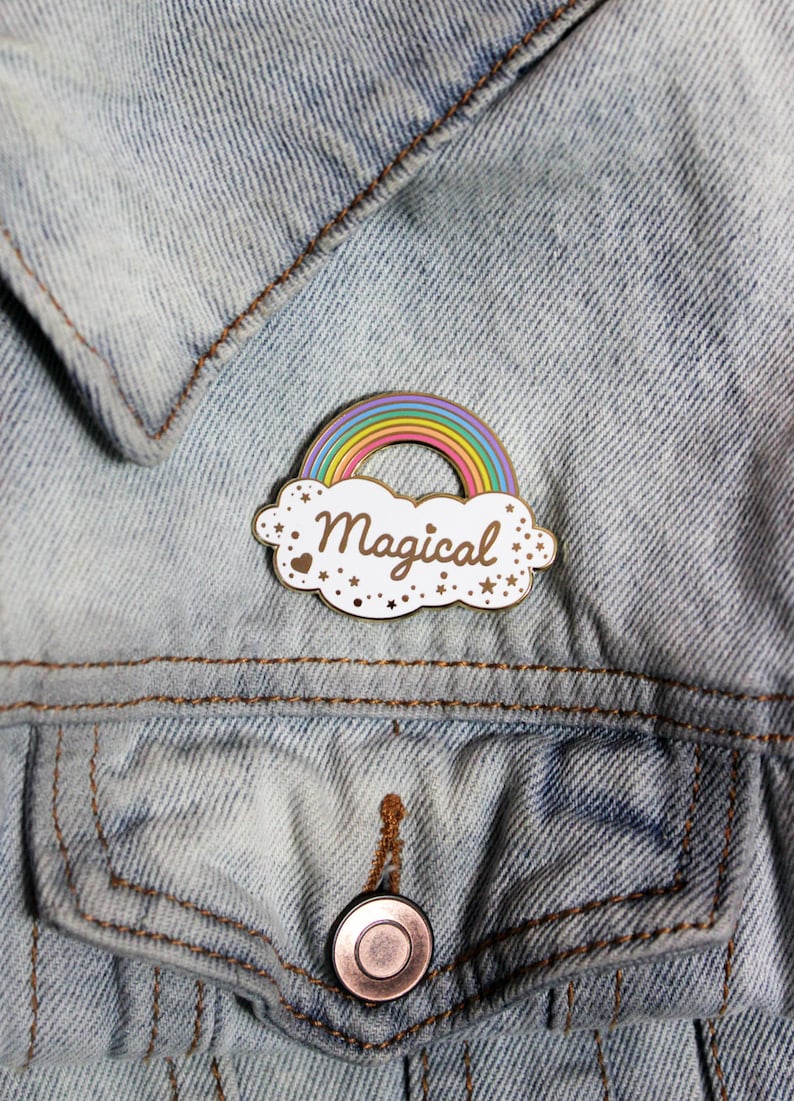 Magical Rainbow Enamel Pin Hard Enamel Cloud Sparkles - Etsy