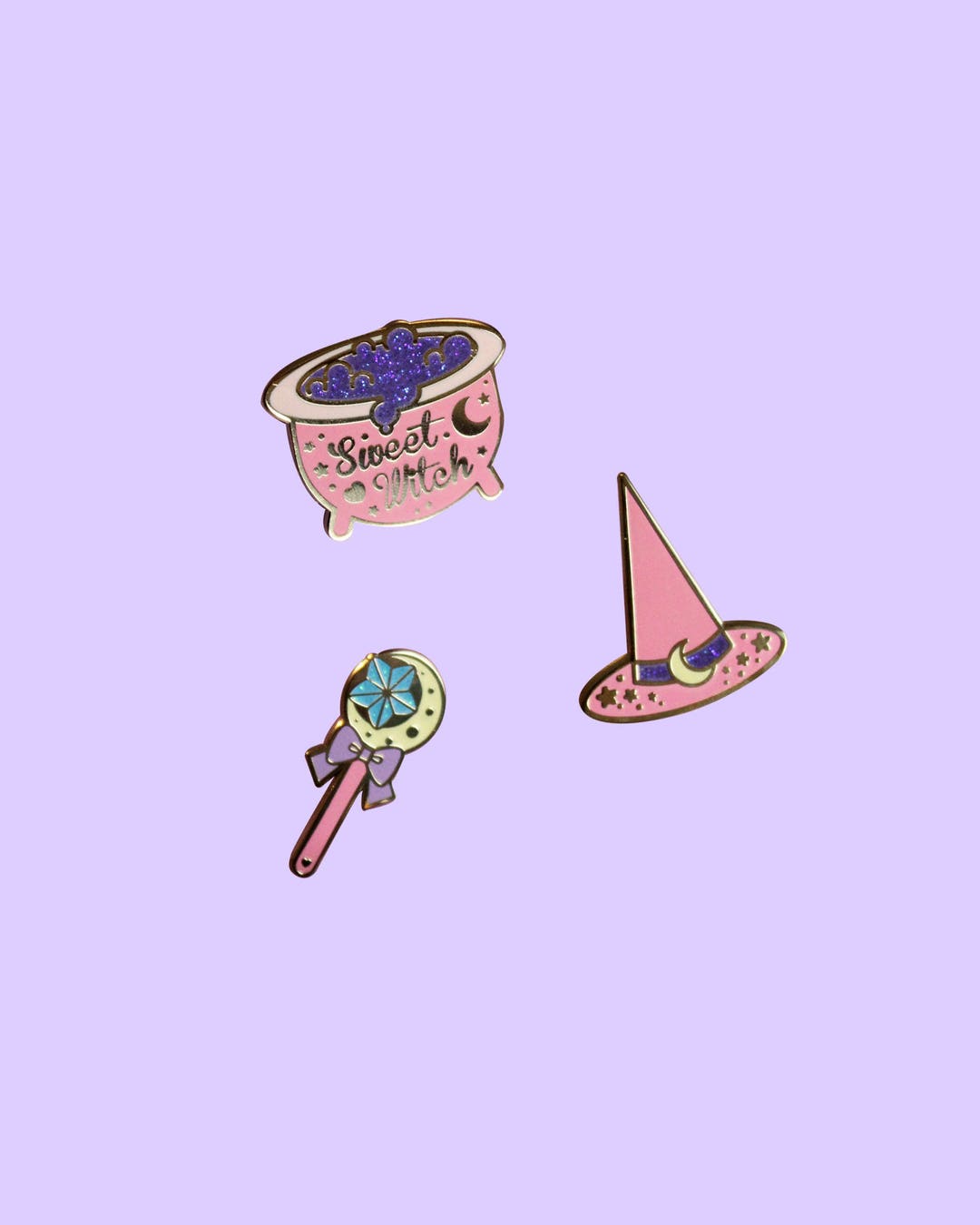 Sweet Witch Pin Collection Pink and Gold Version - Etsy