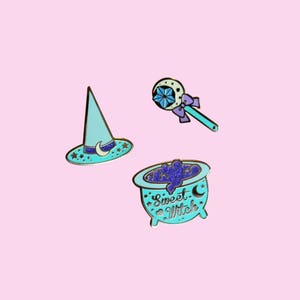 Sweet Witch Pin Collection Mint and Gold Version - Etsy