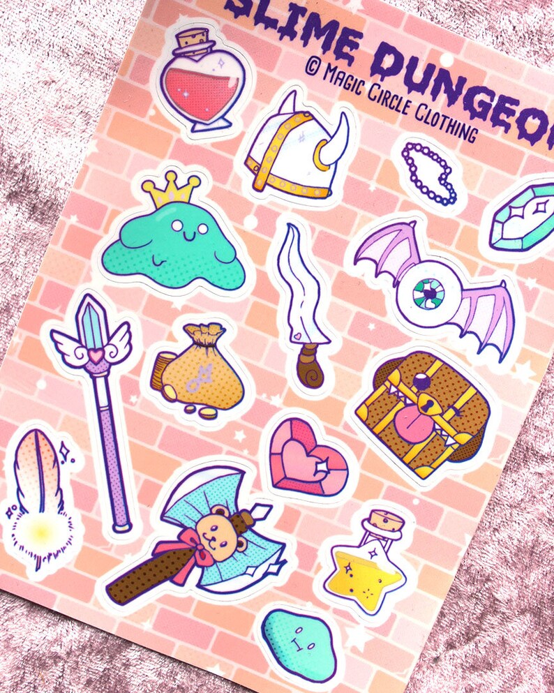 Slime Dungeon Sticker Sheet Slime Prince Mimic Puppy Teddy - Etsy