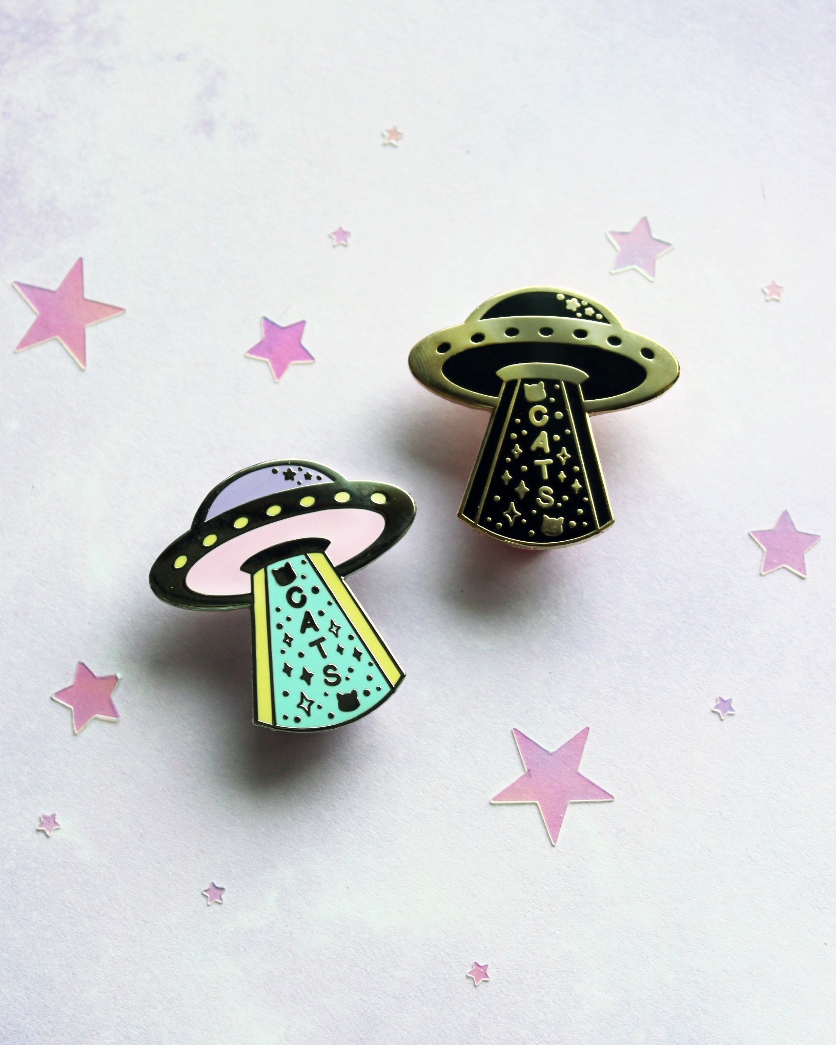 Cats Abduction Hard Enamel Pin Aliens UFO | Etsy