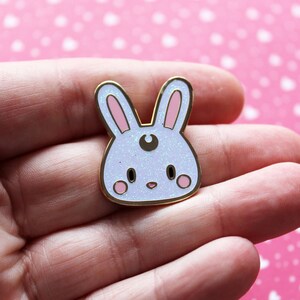 White Glitter Kawaii Usagi Bunny Rabbit Hard Enamel Pin - Etsy