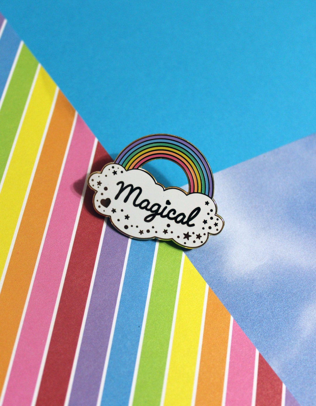 Magical Rainbow Enamel Pin Hard Enamel Cloud Sparkles - Etsy