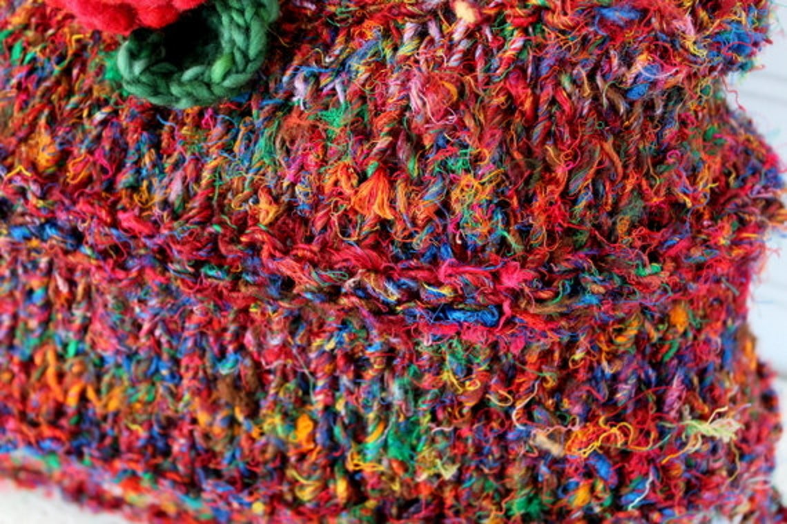 Large Knit Silk Sari Tote Bag Fully Lined Knit Purse Knit - Etsy