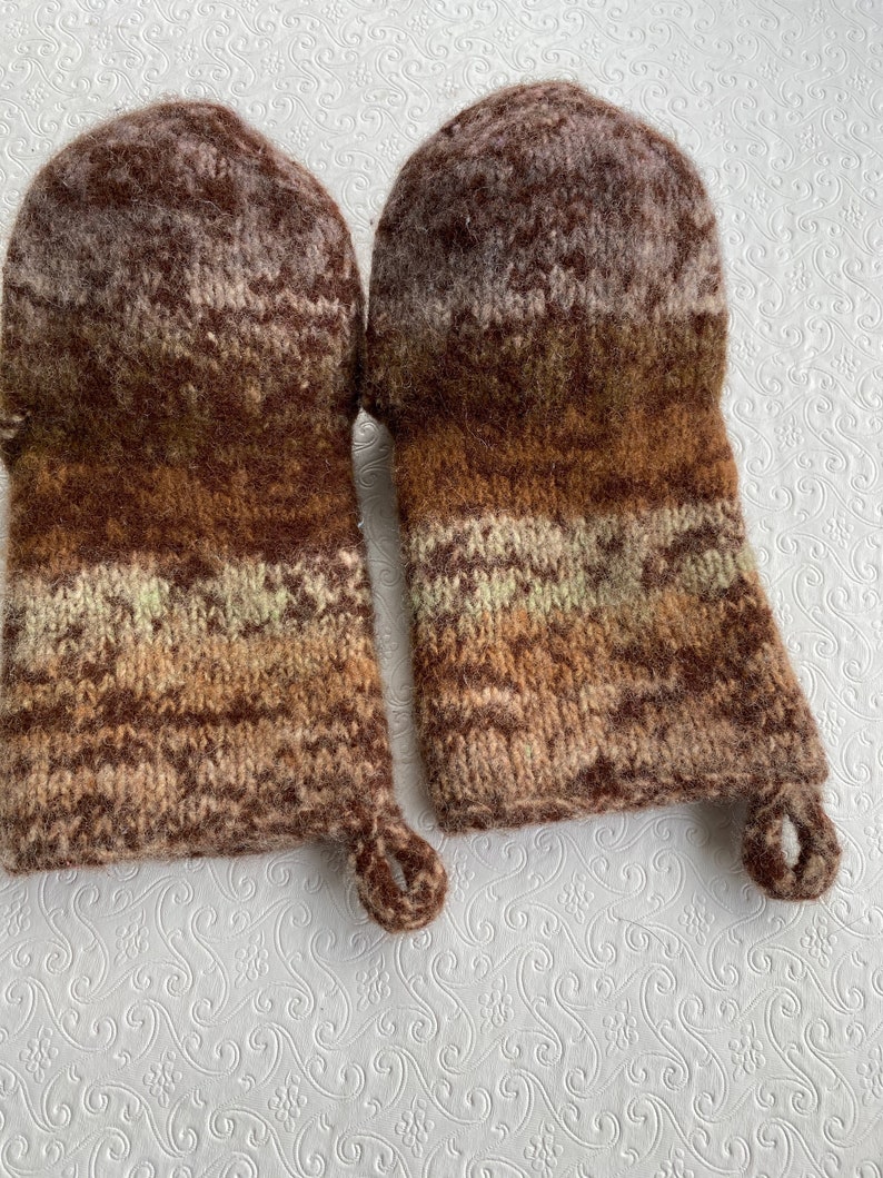 Chocolate Brown Knit Felted Wool Oven Mitt Set - Etsy