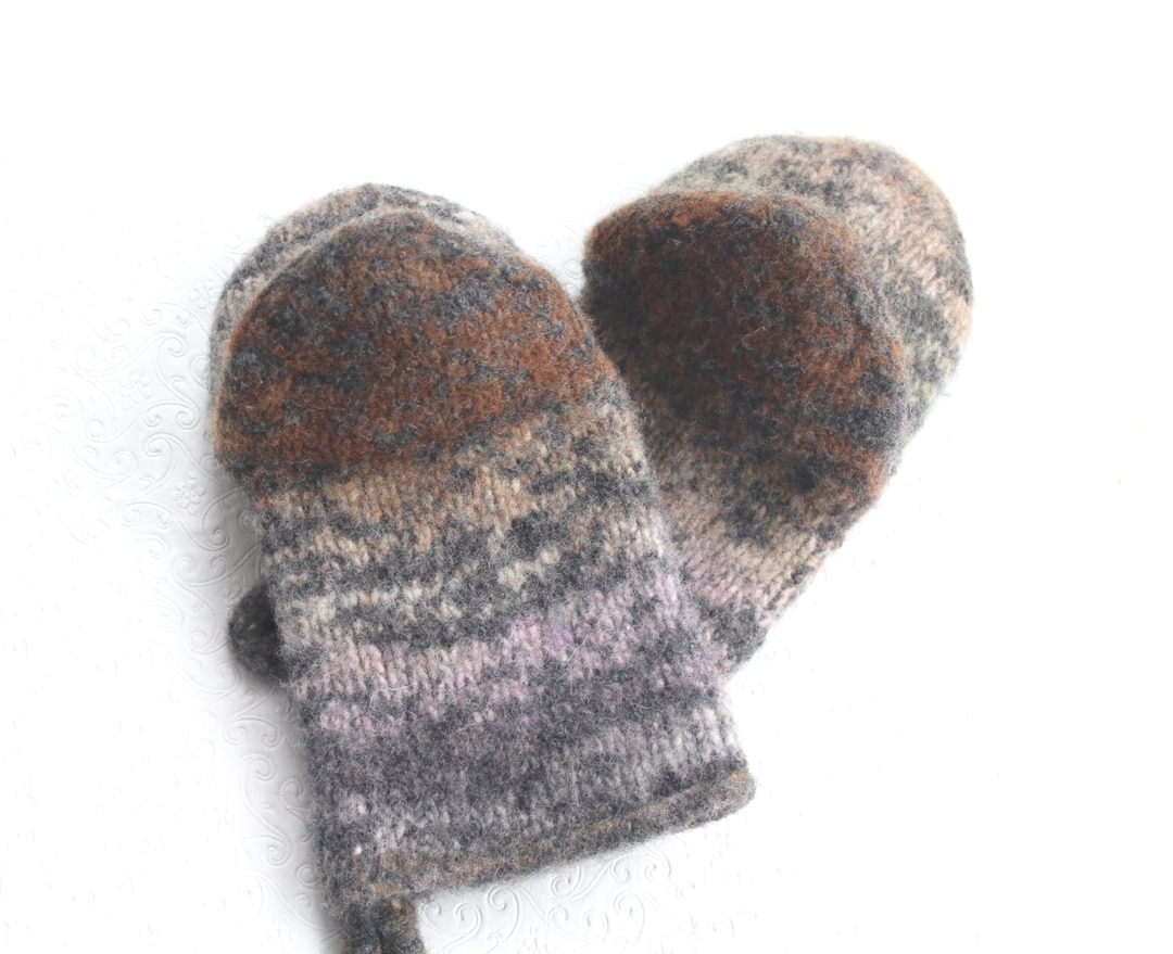 Heavy Duty Knit Felted Wool Oven Mitt Set, Charcoal Gray, Camel, Eco ...