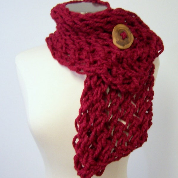 Knitted Button Scarf - Etsy