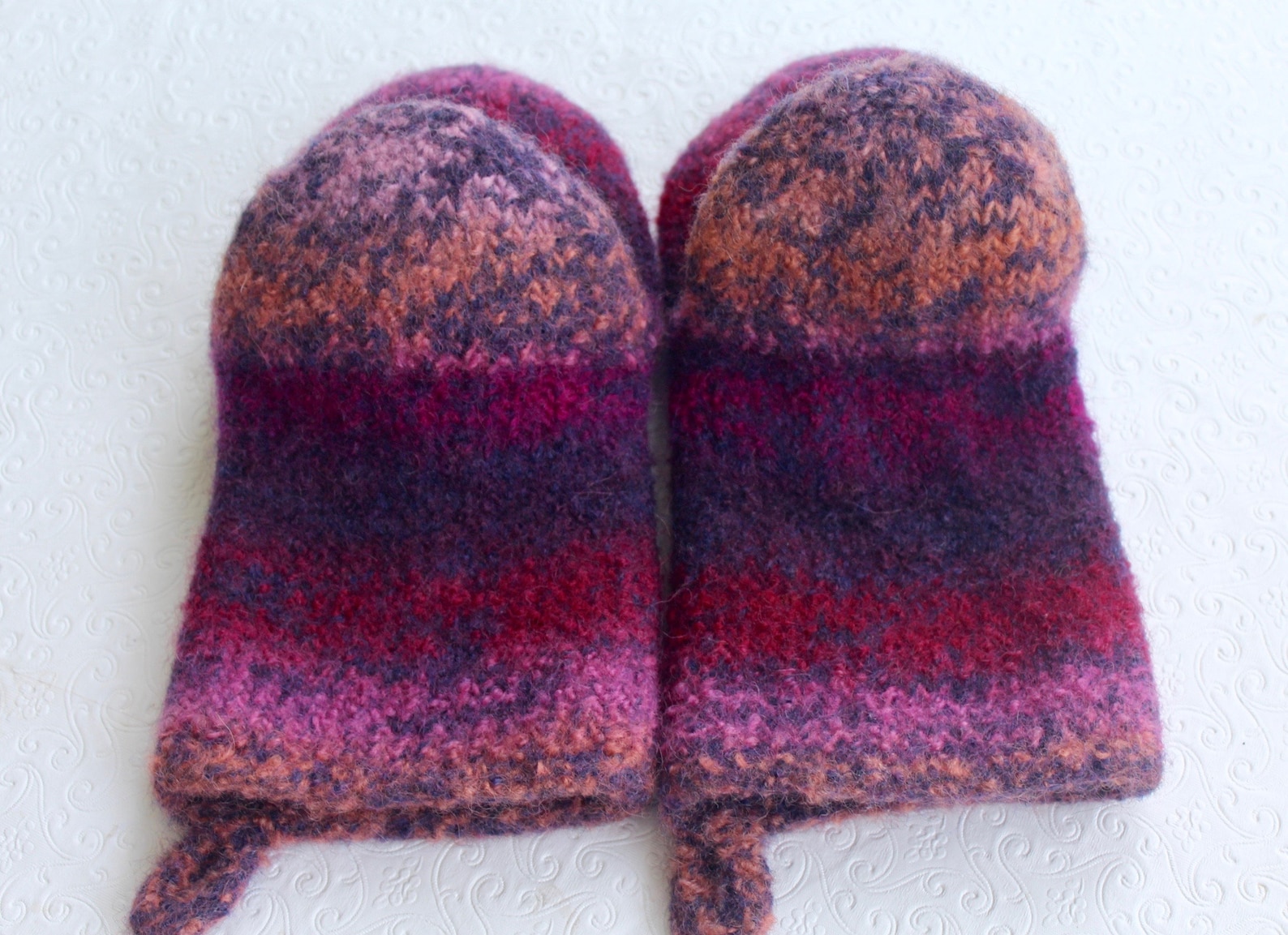 Heavy Duty Knit Felted Wool Oven Mitt Set in Purple - Etsy