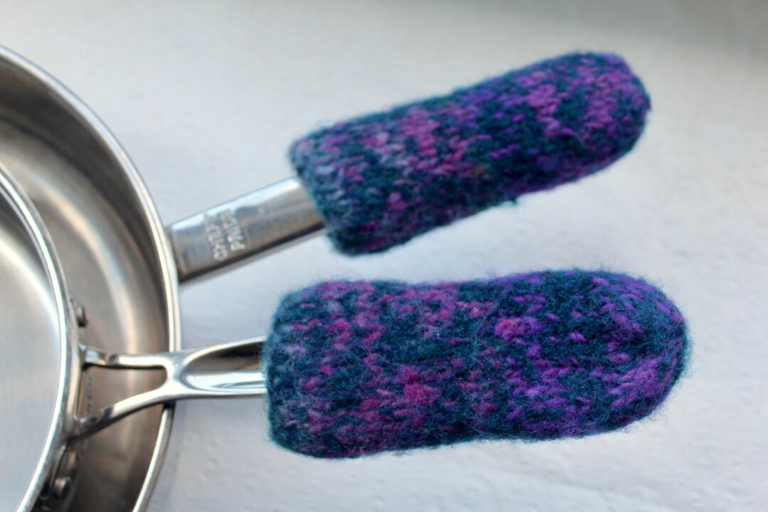 Set of 2 Dark Turqoise and Magenta Felted Wool Pan Handle - Etsy