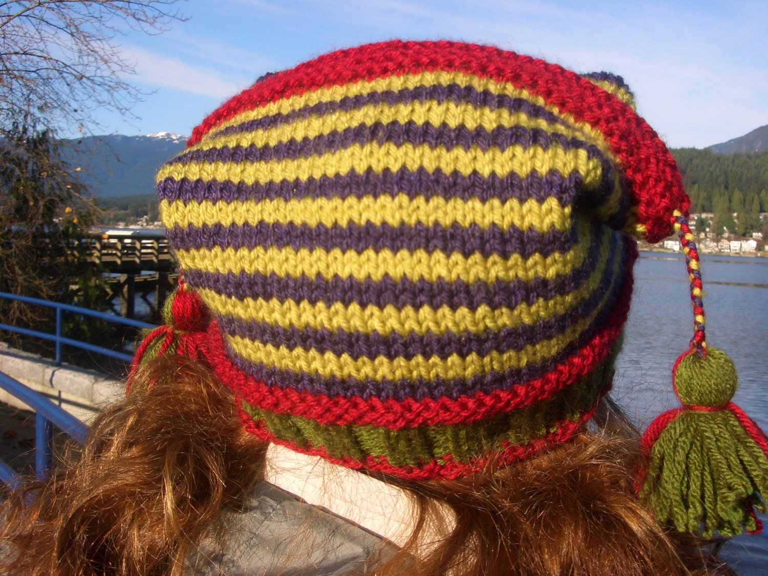 Hat Knitting Pattern Striped & Tassels Hat Knitting Pattern Crazy Hat ...