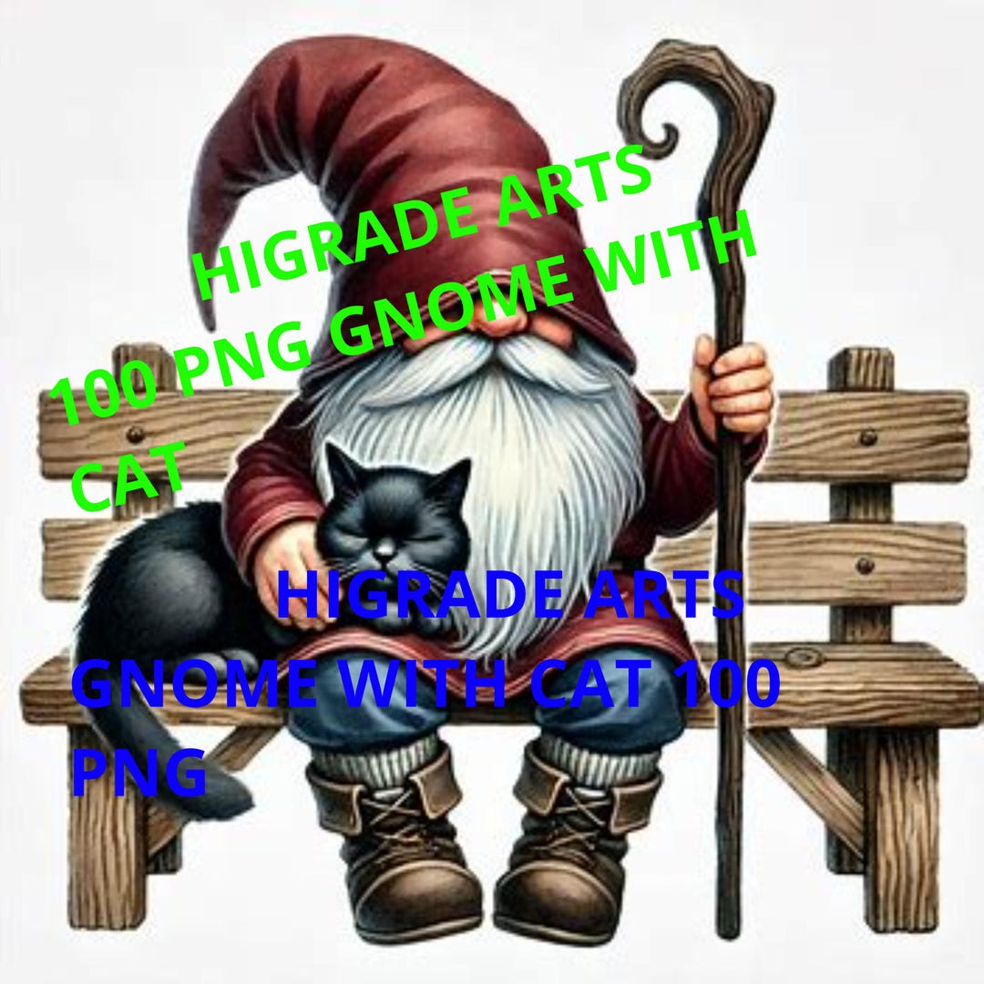 Watercolor Cat Lover Gnomes PNG Clipart Bundle of 100 4096 Pixels 1200 ...