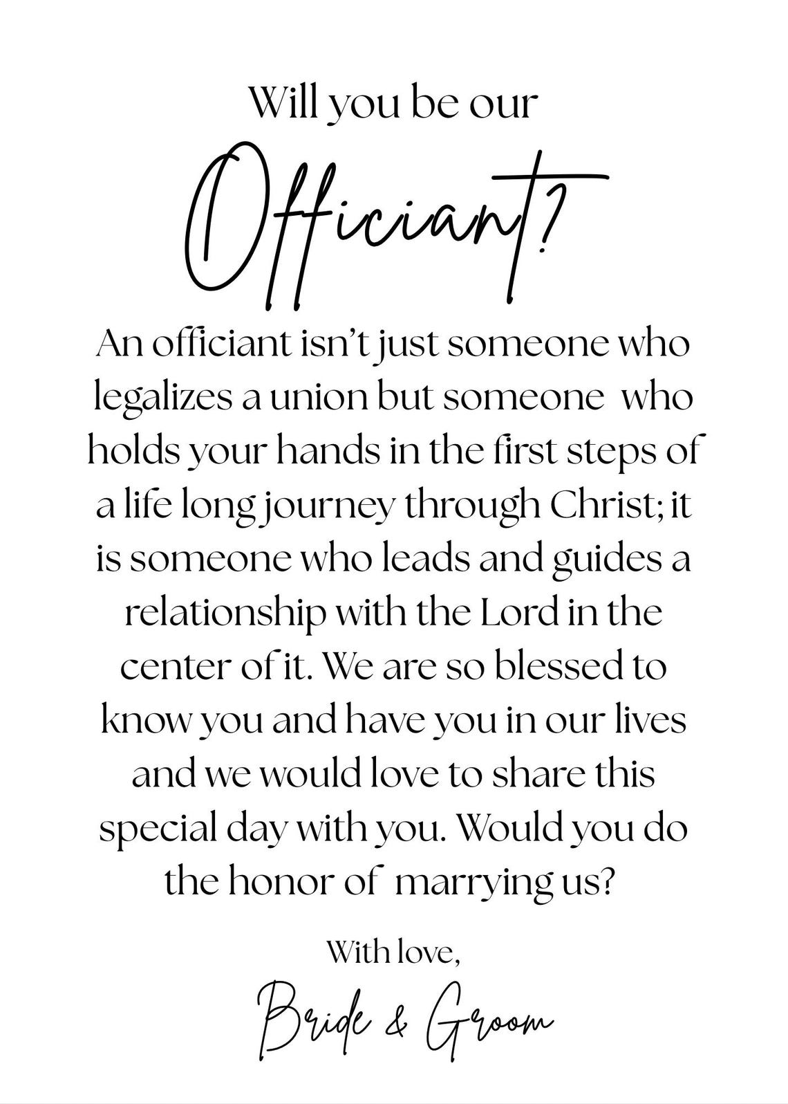 Officiant Proposal for Wedding | “will You Marry Us?” “will You Be Our ...
