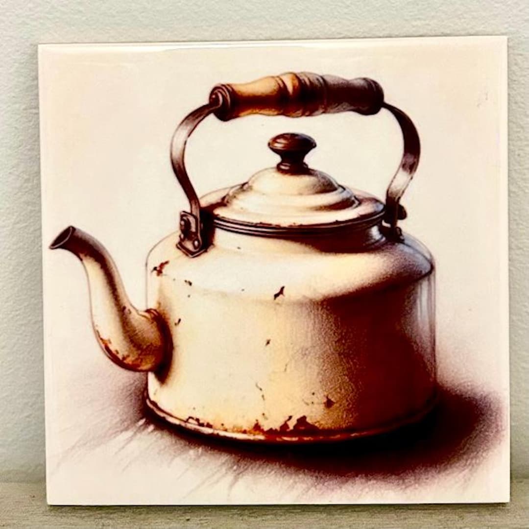 Vintage Kettle Ceramic Tile: Farmhouse Kitchen Backsplash, Fireplace ...