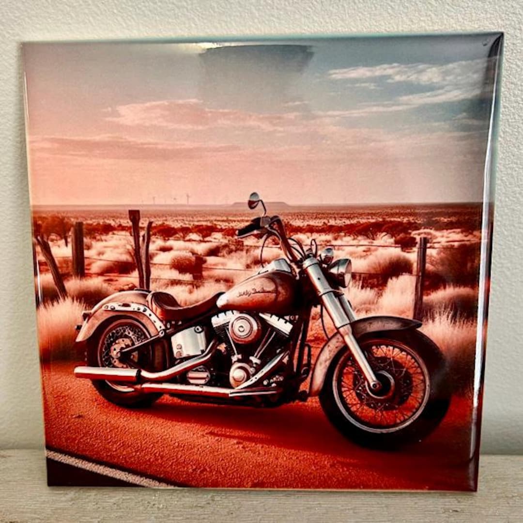 Harley Motorcycle Ceramic Wall Tile, Rustic Home Decor - Etsy