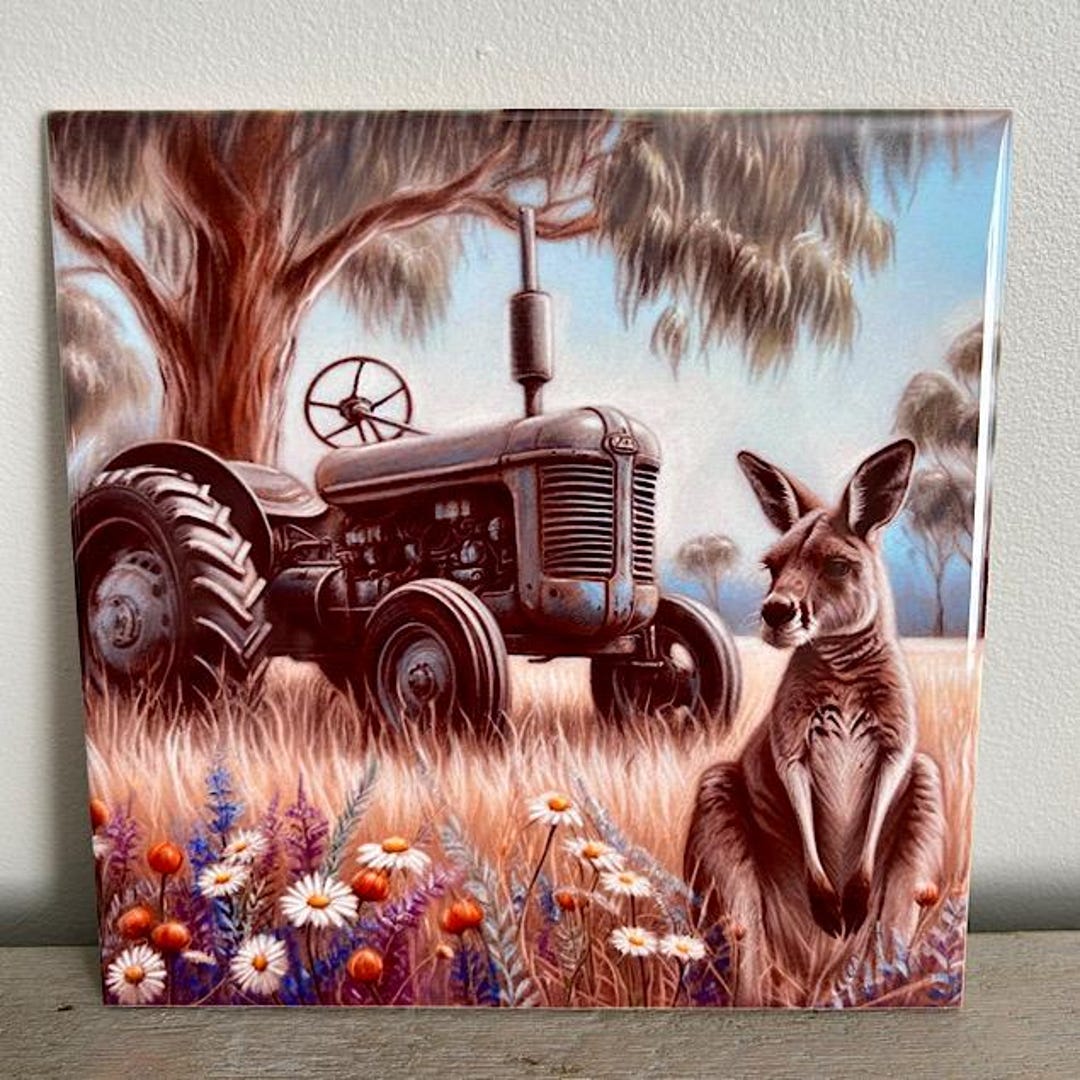 Kangaroo Wall Tile, Tractor Wall Art, Kitchen Tile, Bathroom Tile ...