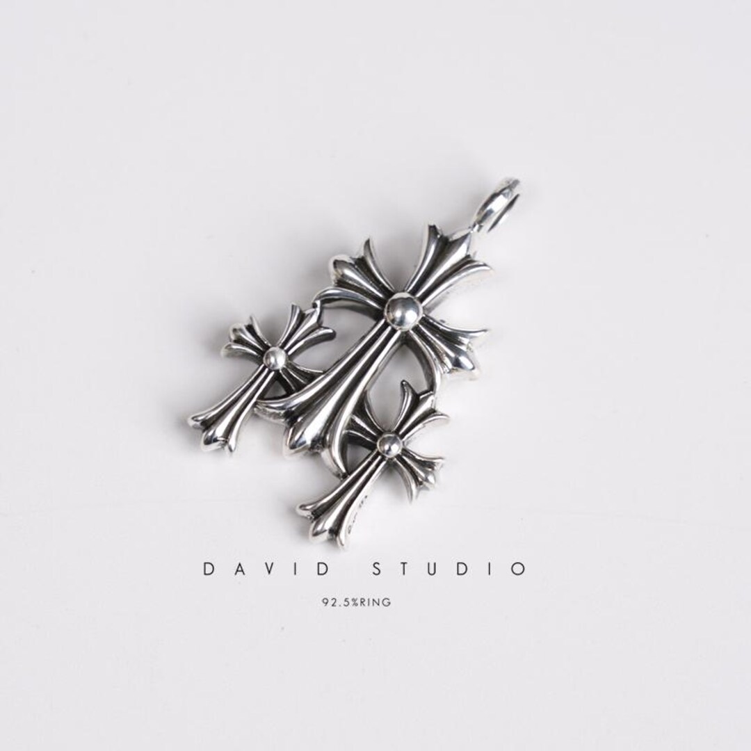 Gothic Classic Three Cross Overlapping Medium Pendant 925 Sterling ...